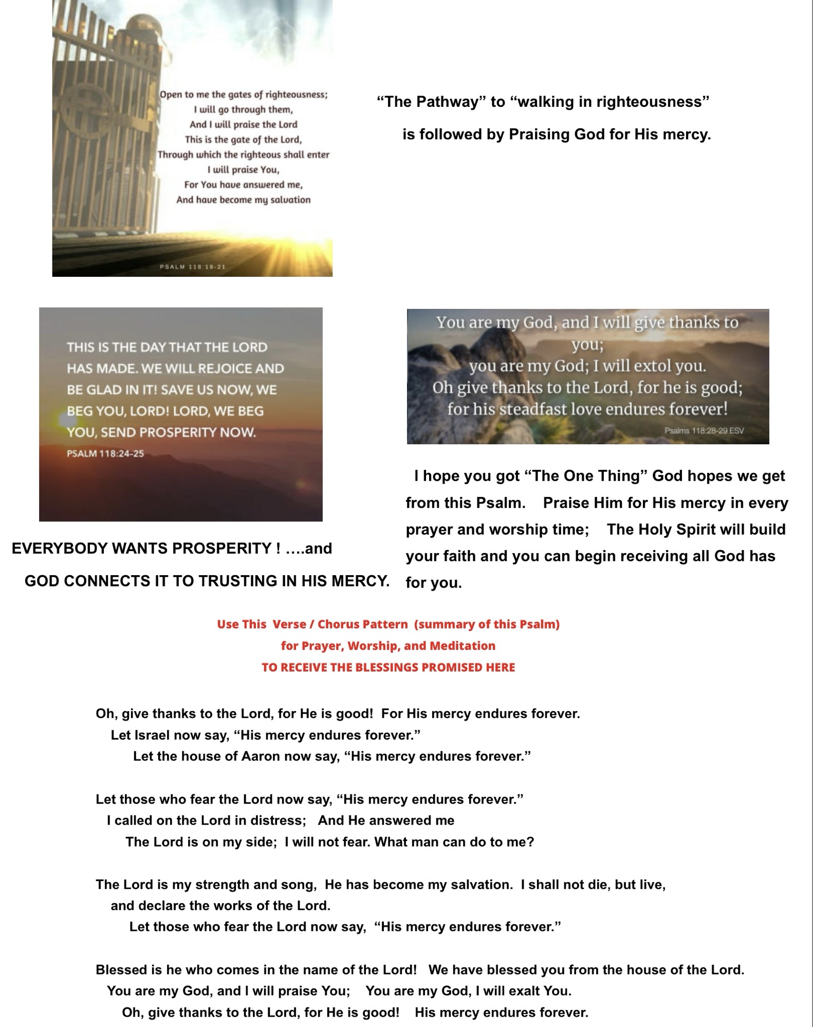 Praise God For His Everlasting Mercy -Psalm 118 – From Pity to Praise